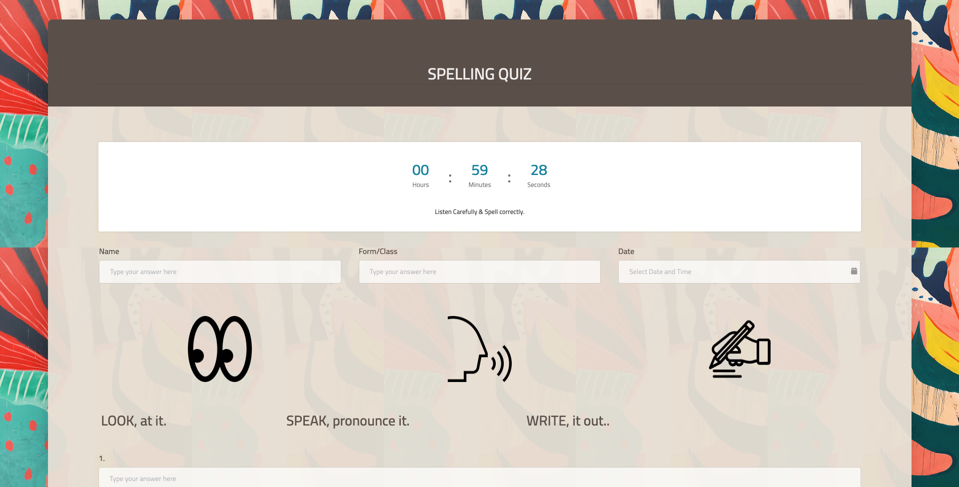 Spelling Quiz | Formplus